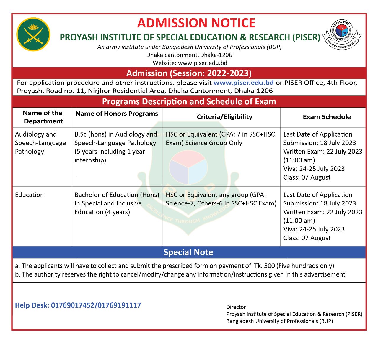 Proyash Institute of Special Education & Research (PISER) Admission ...